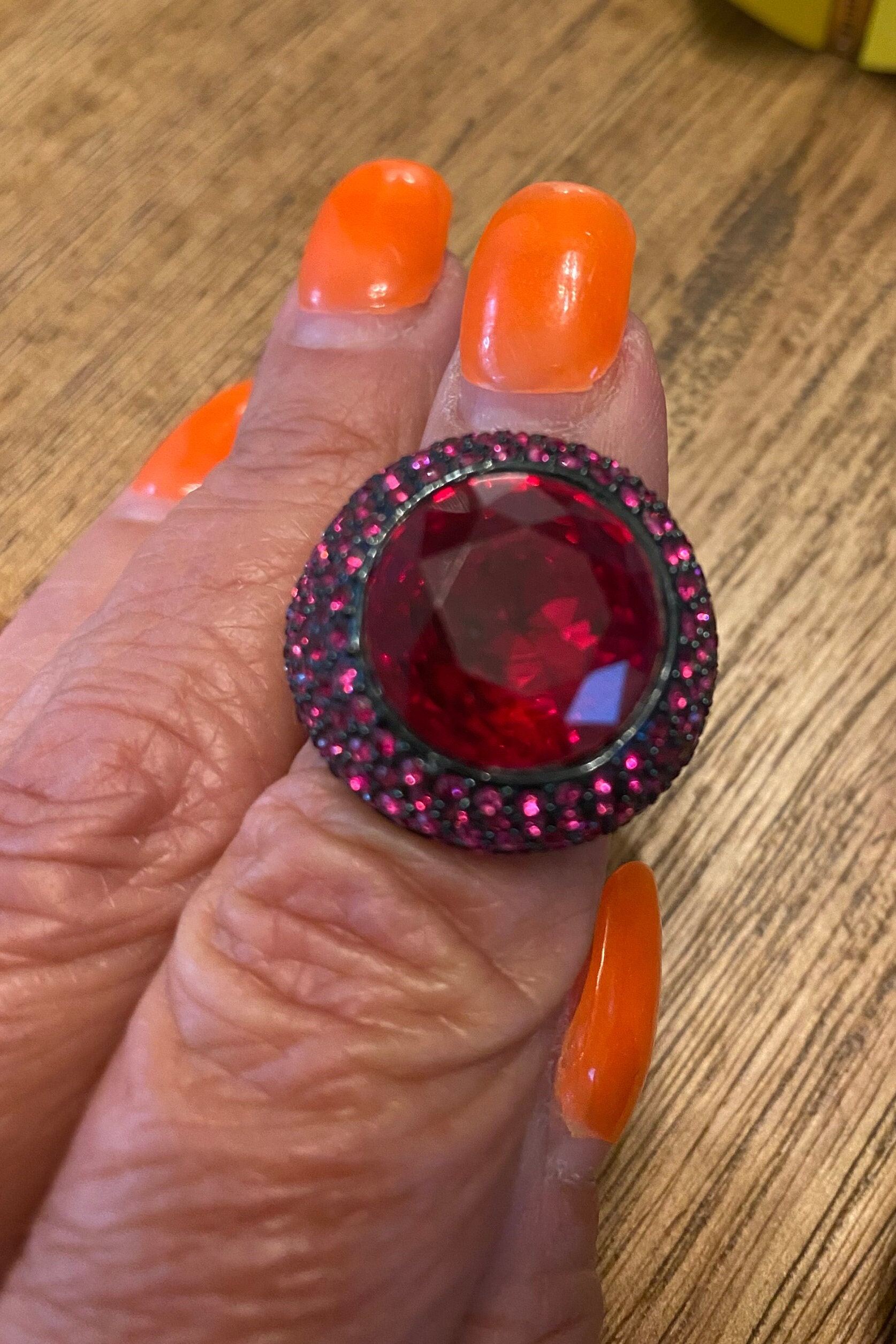 Juicy Couture Black & Pink Ring With Crystals Adjustable Mother's ...