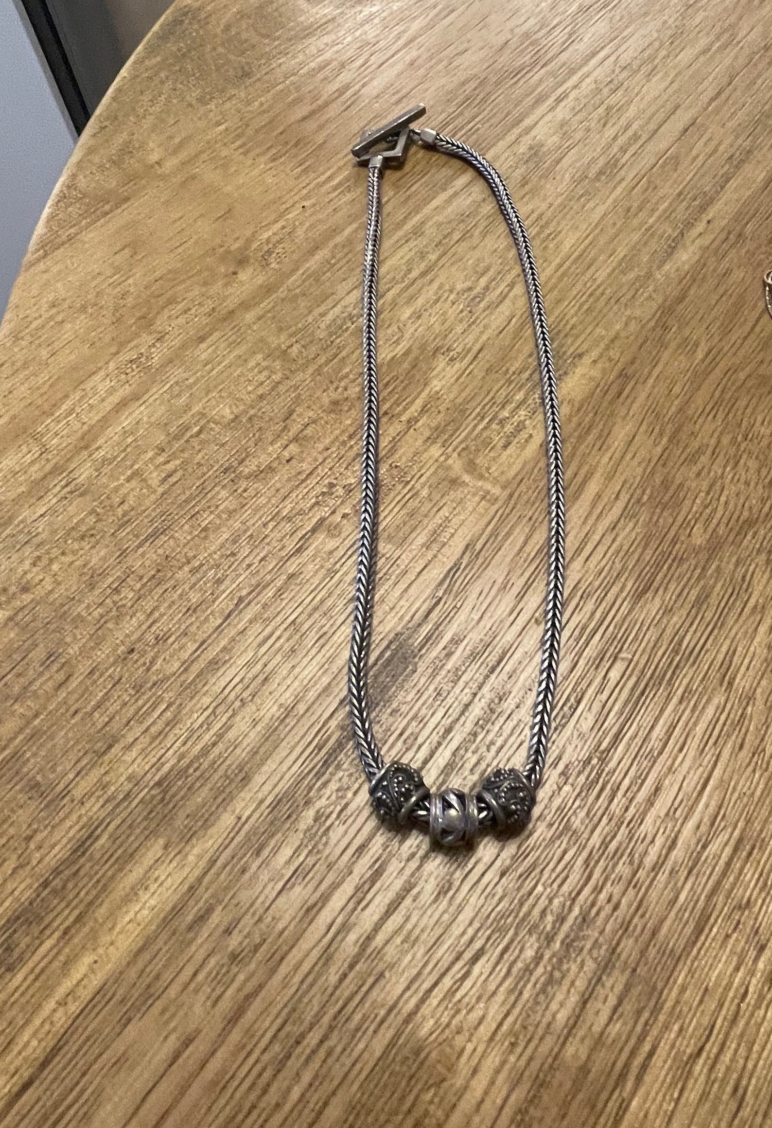 Vintage Lois Hill 16" Sterling Silver Necklace 3 Beads/charms Bridal ...