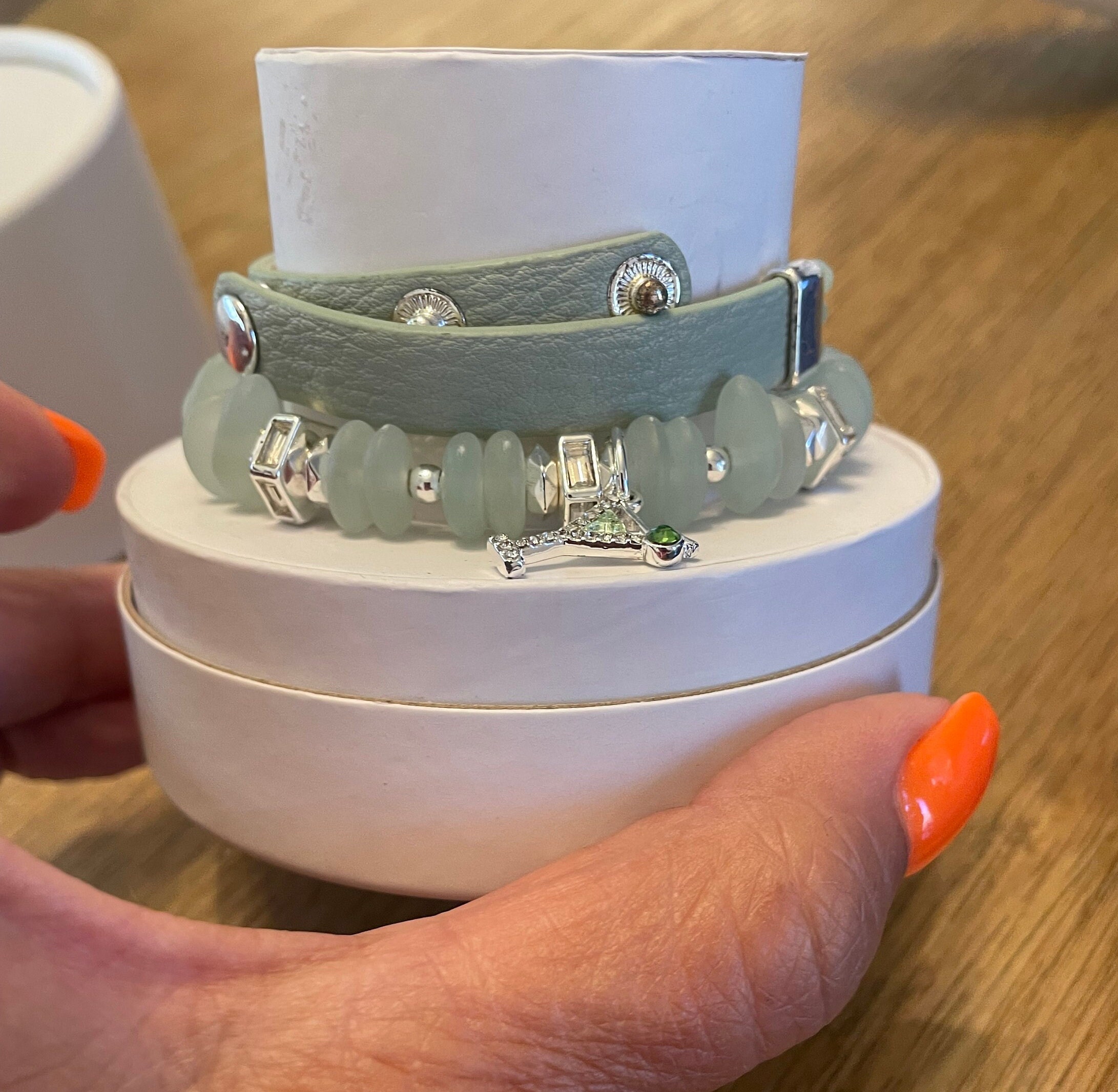 Bomb Party Bracelet 2 Stack Mint Green Stretch & 1 Not Stretch ...