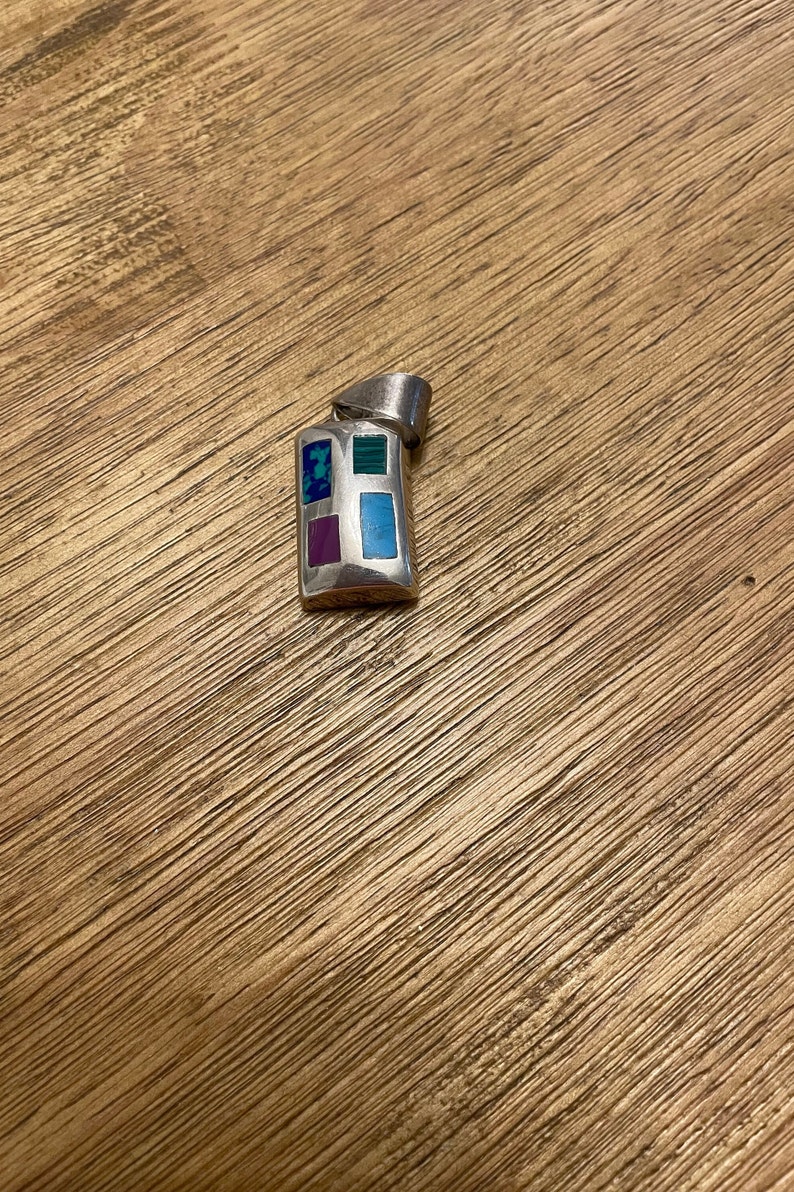 SILPADA Sterling Silver Inlay Pendant: Turquoise, Onyx & Sugilite - Etsy