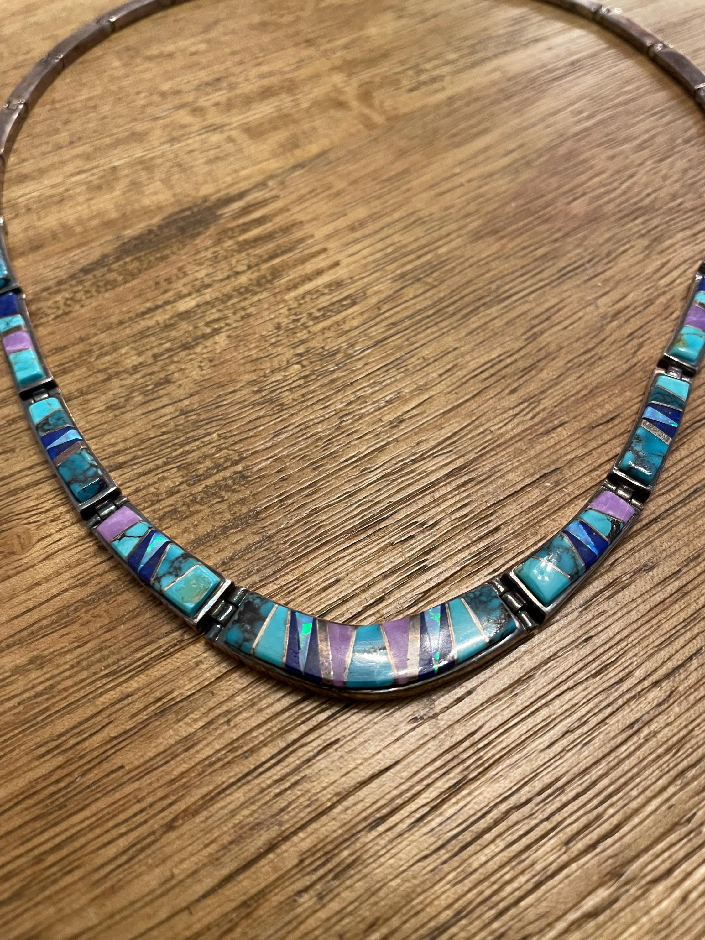 Handmade Native American Necklace Navajo Artist Evangeline David Multi ...