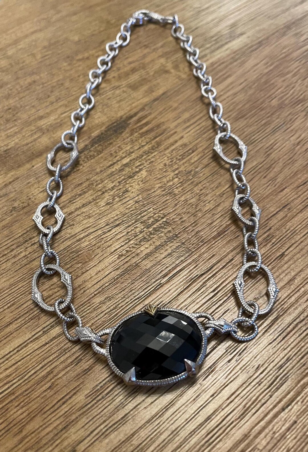 Judith Ripka Black Onyx Sterling Silver Chain Necklace, 15.5" - Etsy