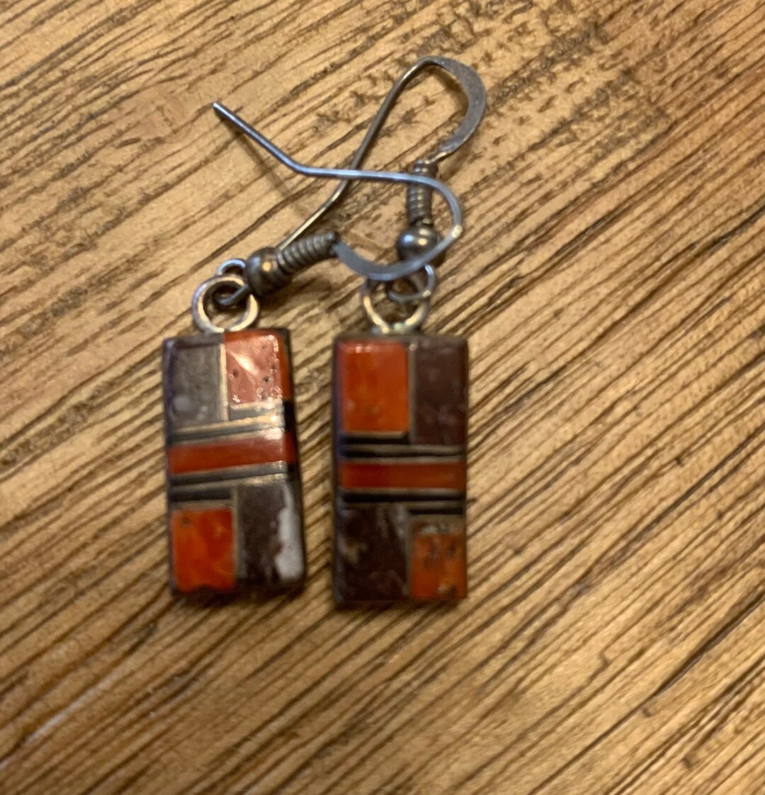 Vintage Signed Y Tom Yazzie ?native American Inlay Pierced Sterling ...