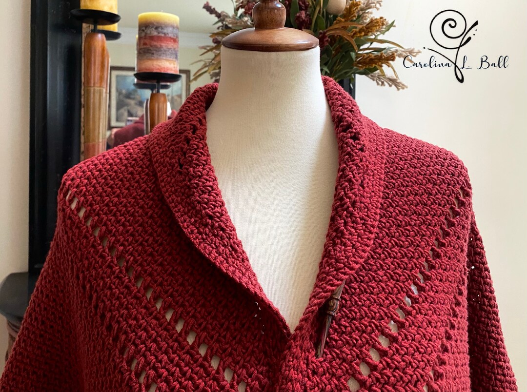 Triangular Crochet Beautiful and Big Red Shawl or Wrap- Soft and Fresh ...