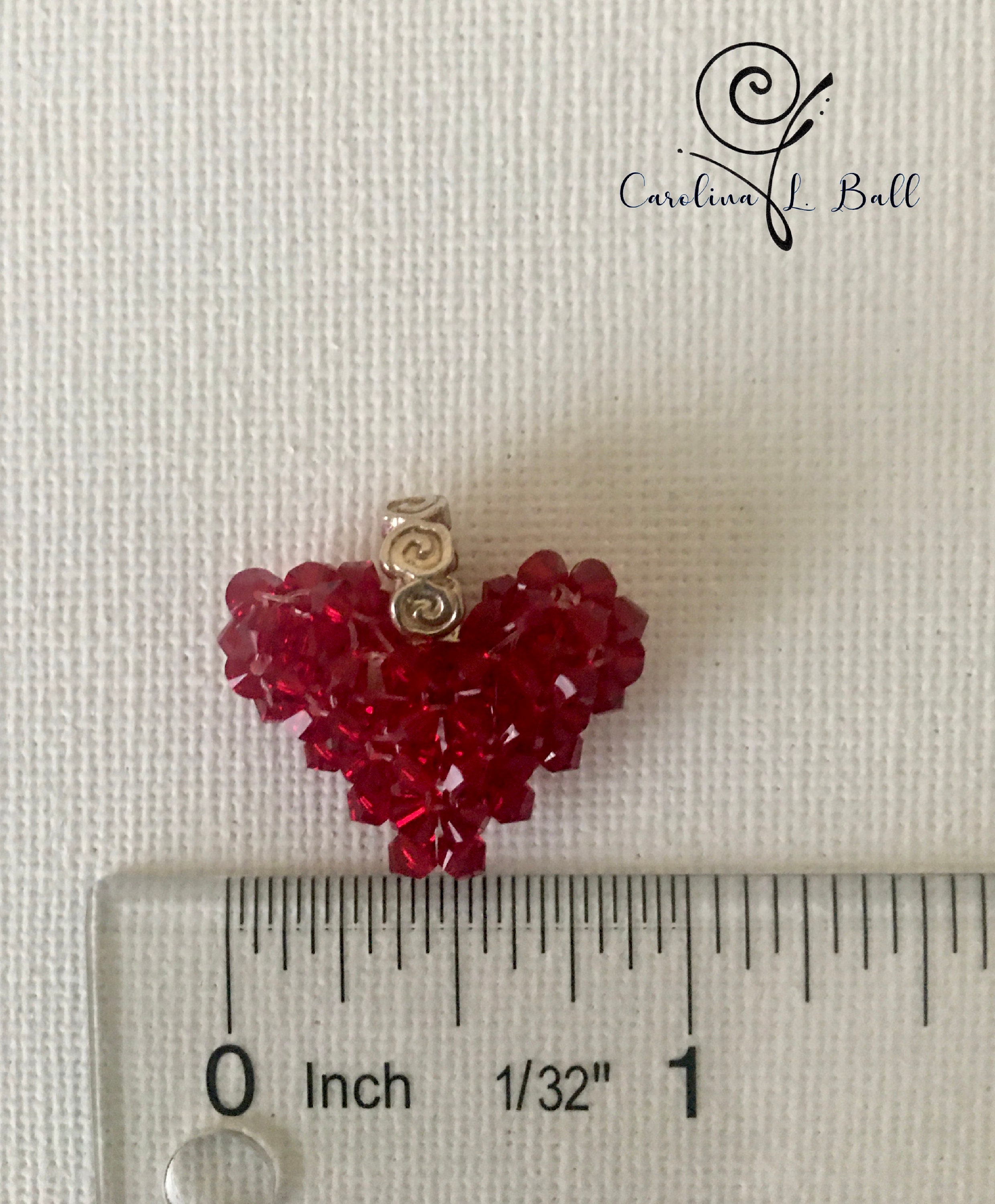 Red Heart in Swarovski Crystals With Sterling Silver Bail, Unique ...