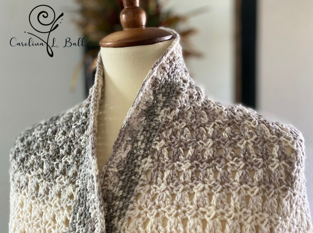 Crochet Shawl - Wrap, Rectangular Shape in a Very Soft Yarn (beige ...