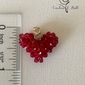 Red Heart in Swarovski Crystals With Sterling Silver Bail, Unique ...