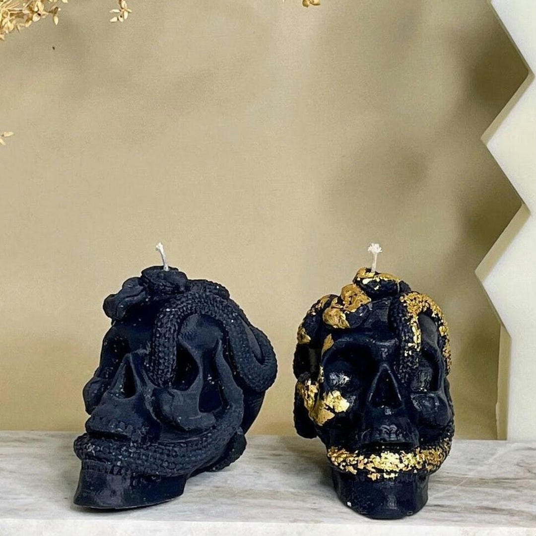 Snake Skull Candle | Halloween Decor | Gift | Small - Etsy