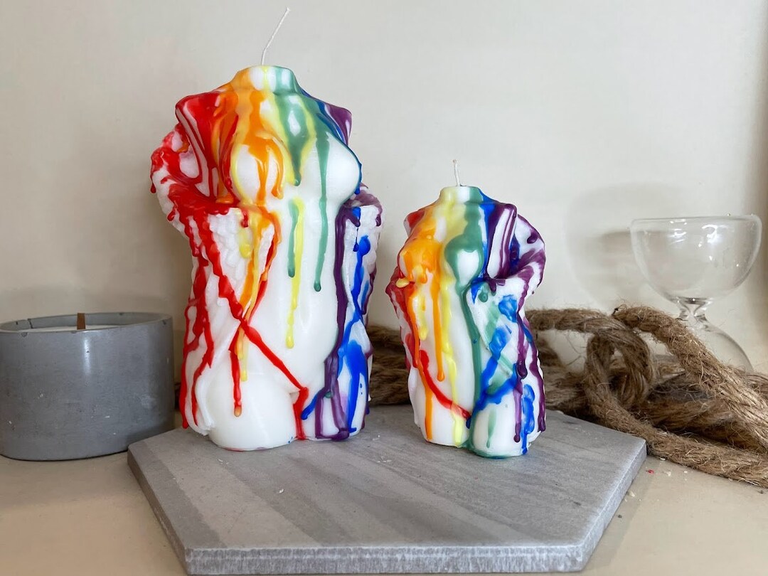 Rainbow Drizzle Winged Torso Candle Large Venus - Etsy