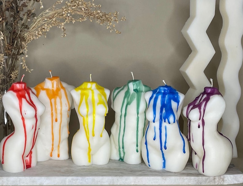 Color Drizzle Torso Candle Small Decor Gift scented - Etsy