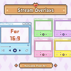 Overlays Package With Music Box Design in Pixel Style, Retro Webcam ...