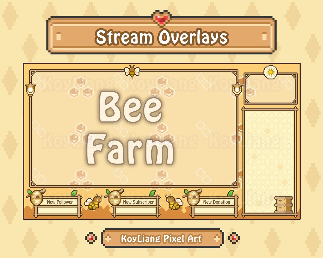 Cute Little Bee Overlays for Twitch and Youtube, Adorable Pixel Style ...