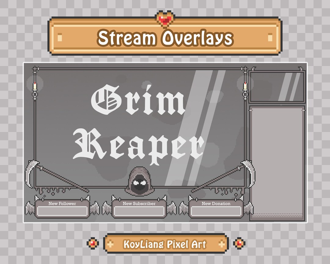 Grim Reaper Twitch Overlays Bundle - Streamer Graphics Package, Stream ...