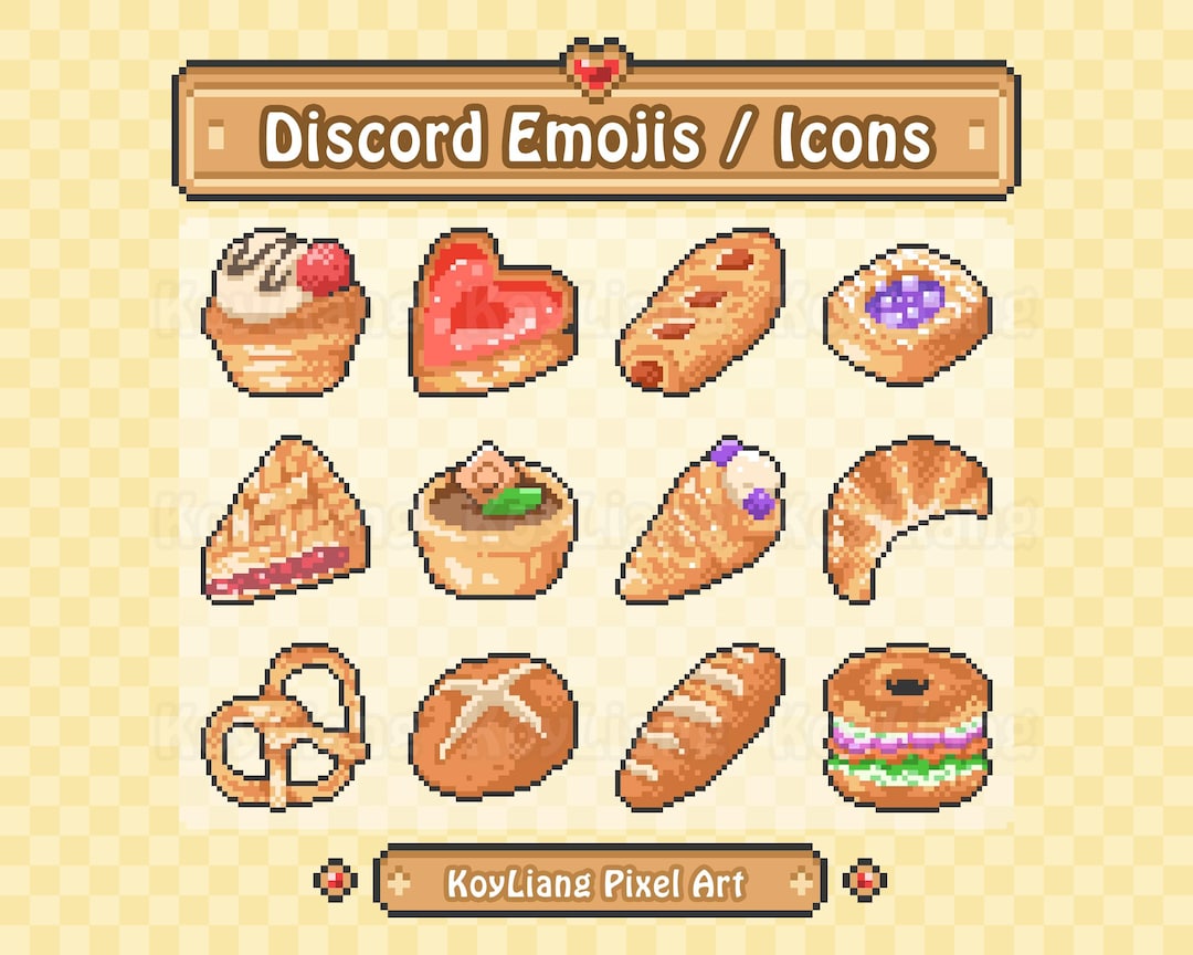 Food Emojis Digital Download, Discord Pastry Emotes, Pixel Role Icons ...