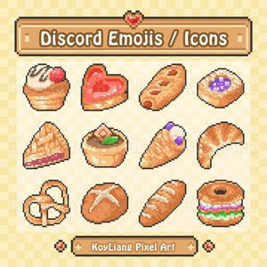 Food Emojis Digital Download, Discord Pastry Emotes, Pixel Role Icons ...