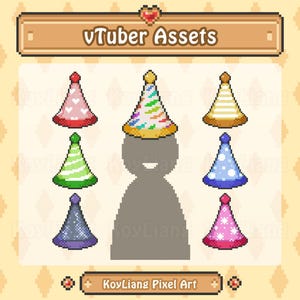 Pixel Art Party Hat: Vtuber PNG Streamer Asset - Etsy
