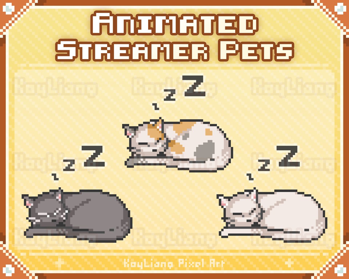 Pixel Sleeping Cat Stream Pet: Animated Twitch Decoration - Etsy