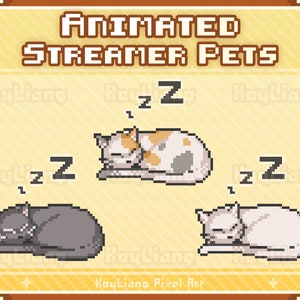 Pixel Sleeping Cat Stream Pet: Animated Twitch Decoration - Etsy