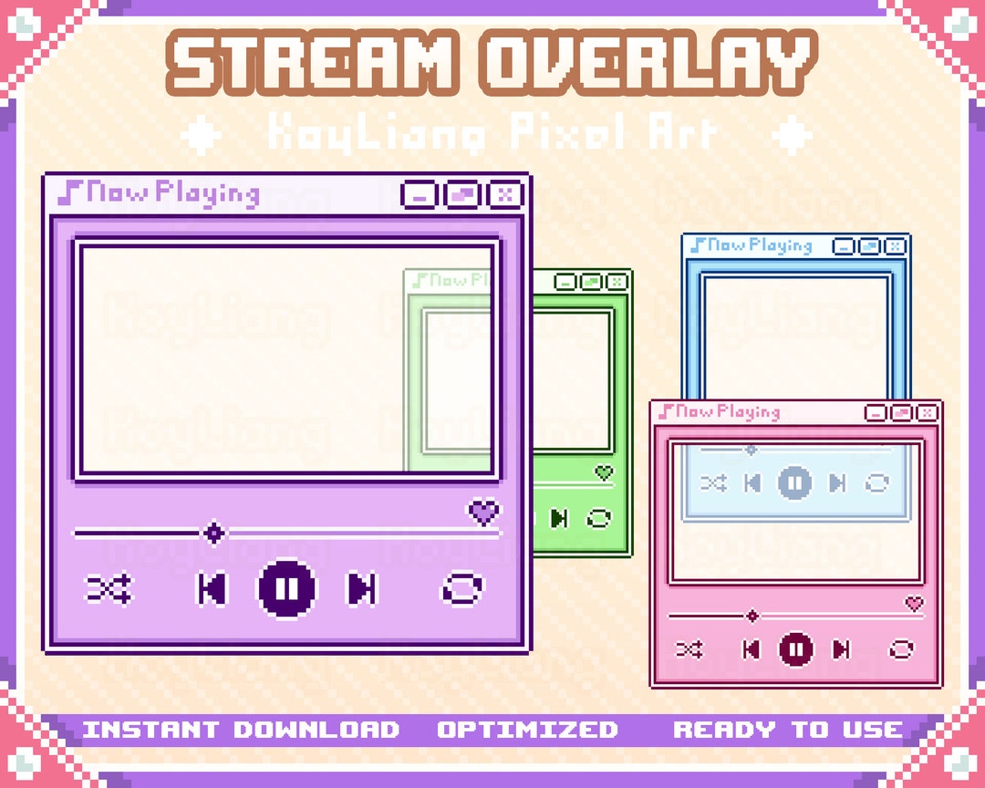 Overlays Package With Music Box Design in Pixel Style, Retro Webcam ...
