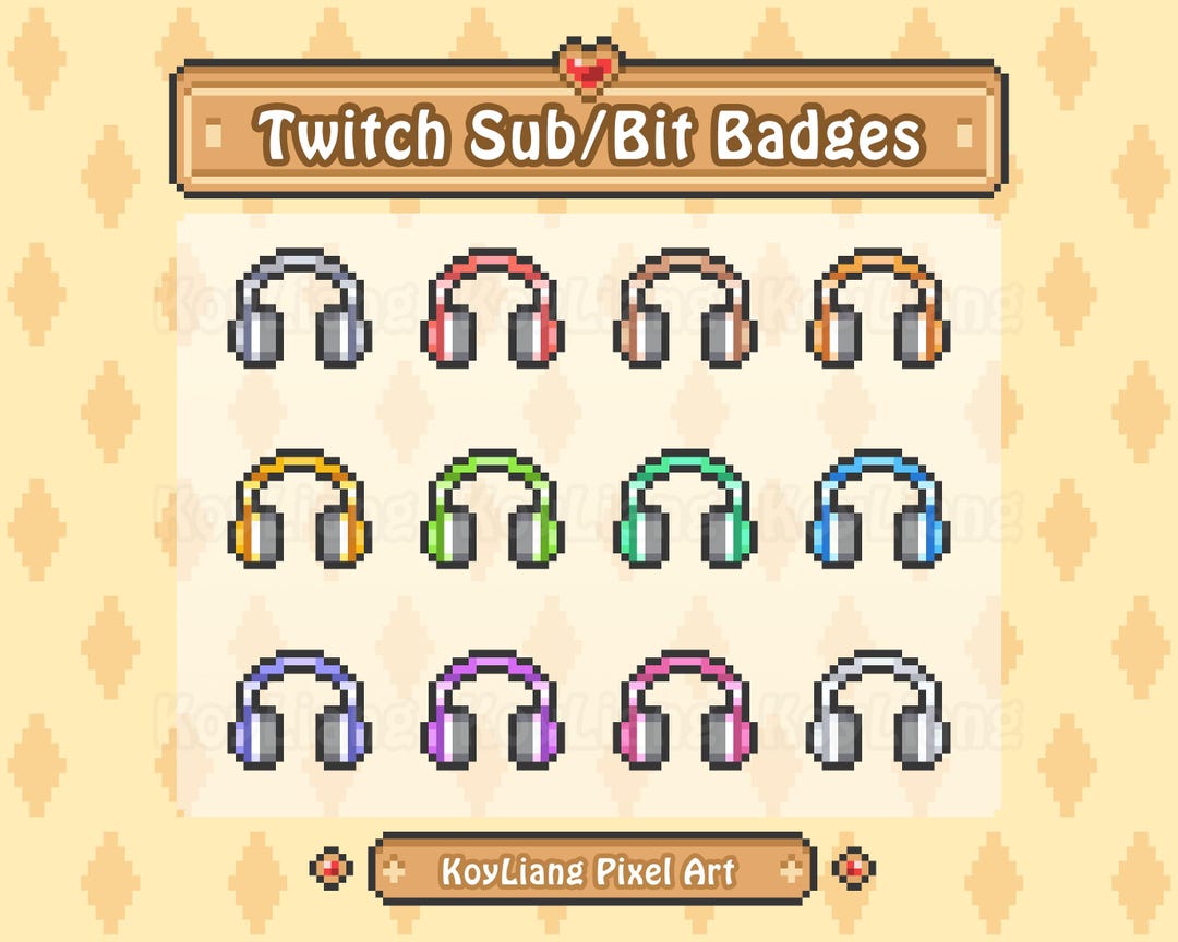 Pixel Style Headphone Sub Badges, Earphone Bit Badges Download, Music ...