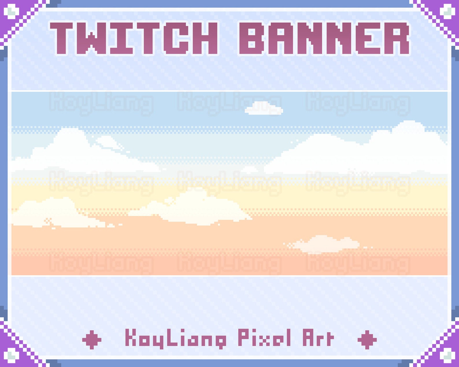 Twitch Banner in Cute Pixel Style for Stream Channel Set Up - Etsy