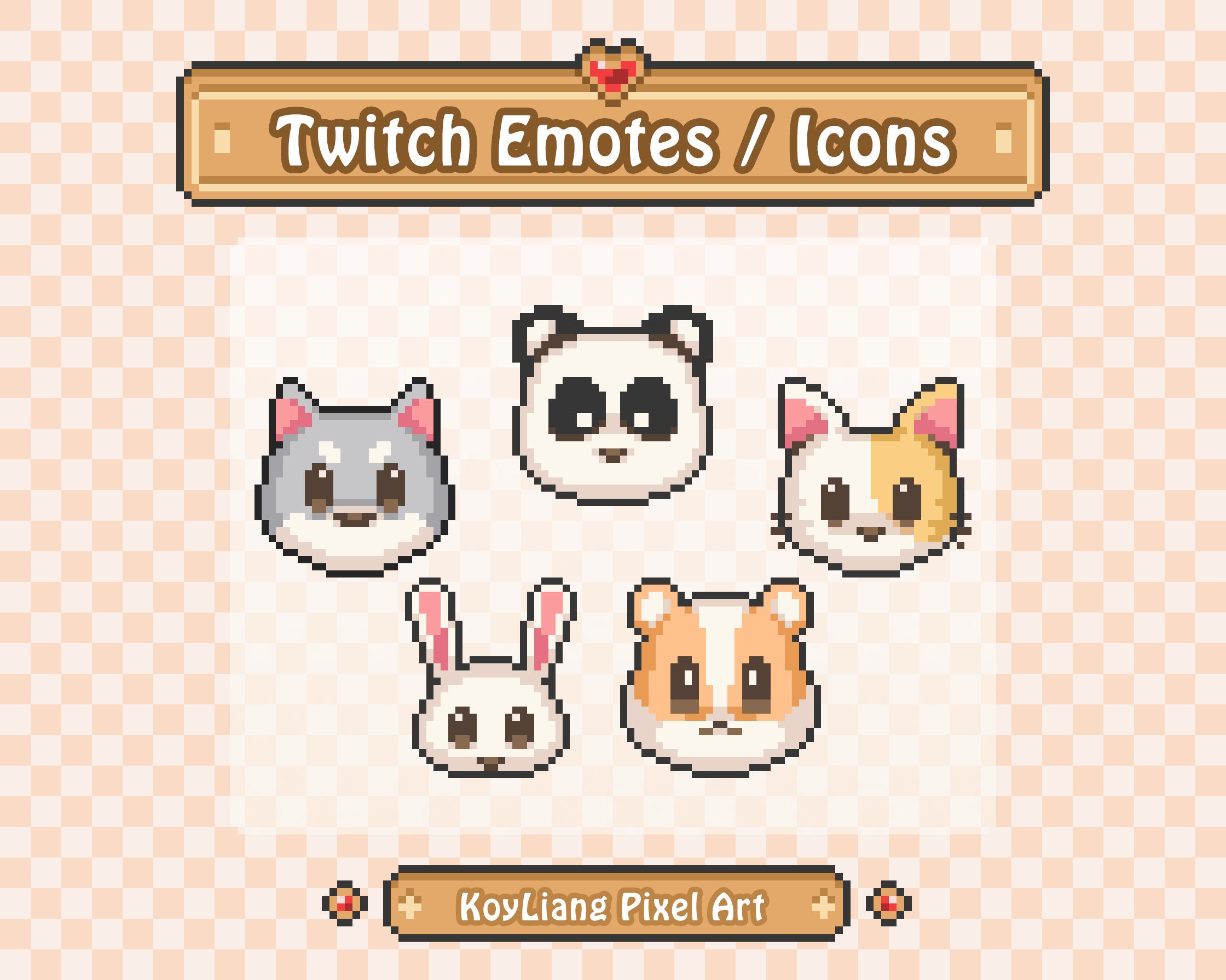 Cute Channel Points Icon for Twitch, Animal Head Emotes Package, Kawaii ...