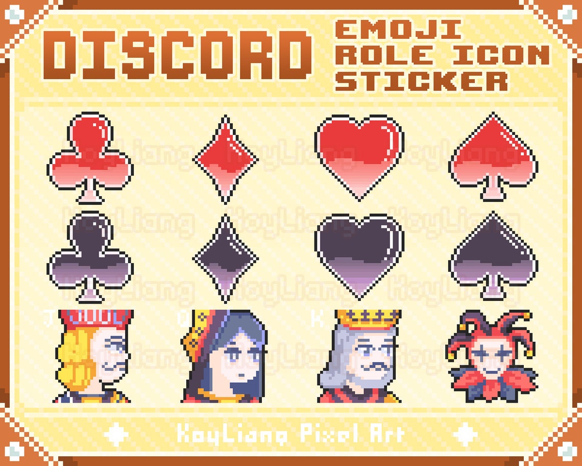 Discord Stickers Pack With Poker Suits in 8bit Pixel Style - Etsy