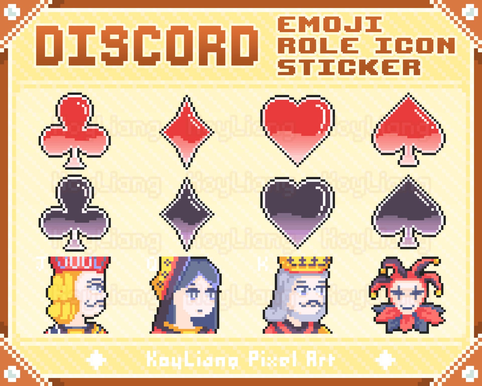 Discord Stickers Pack With Poker Suits in 8bit Pixel Style - Etsy