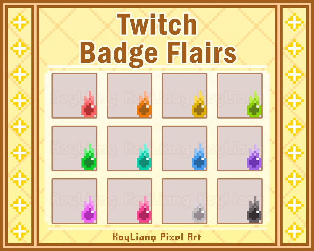 Fire Ball Sub Badge Flairs in Retro Pixel Style, Subscriber Tier Logo ...