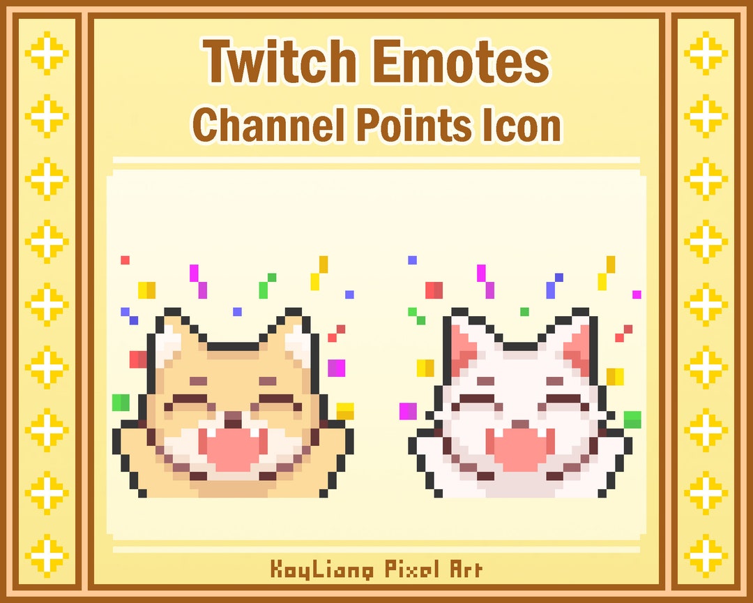 Happy Emotes for Twitch in Cute Pixel Style, Celebration Cat & Dog ...