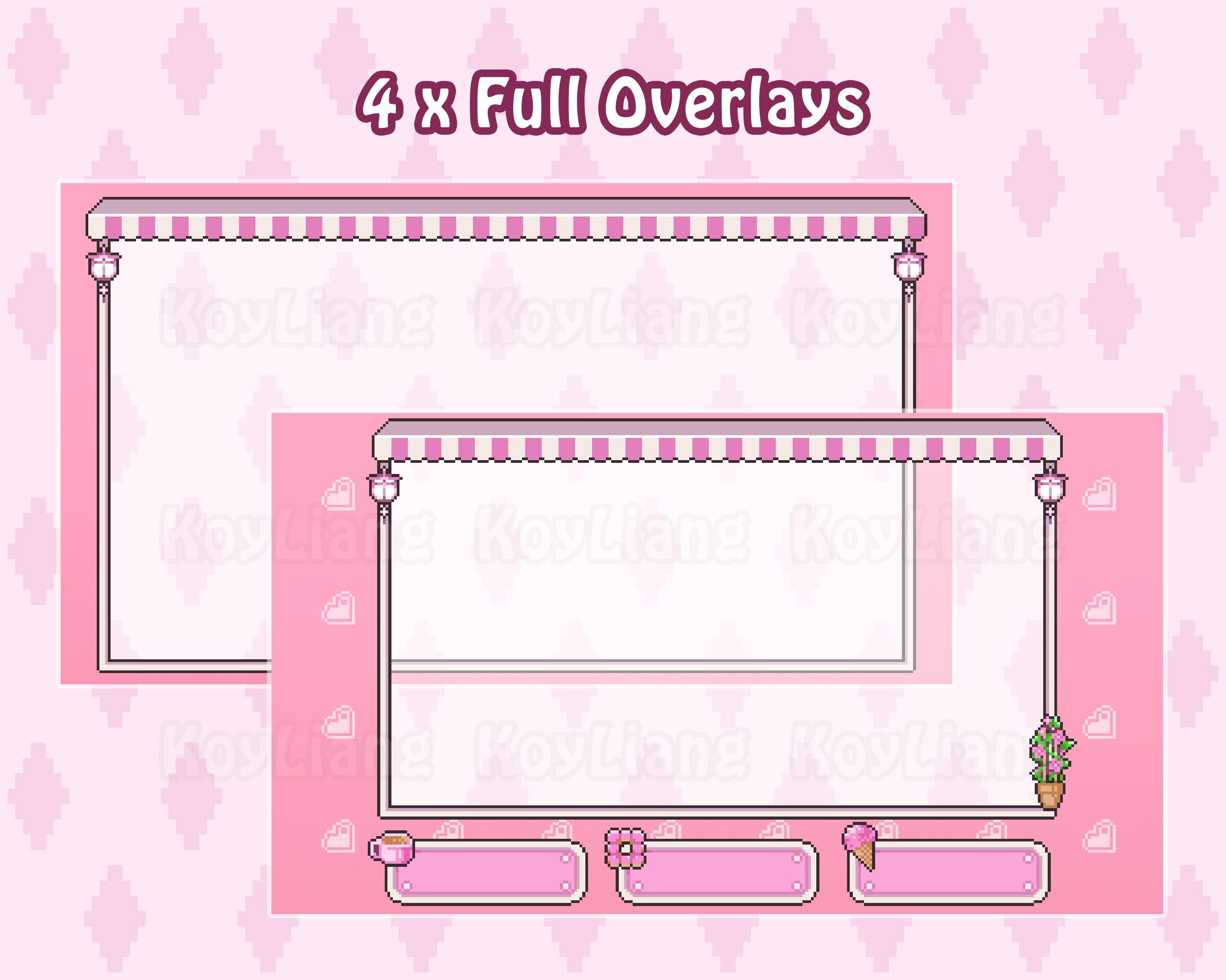 Pink Cafe Streamer Overlays – Pixel Art Twitch Assets - Etsy