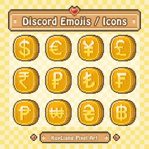 Pixel Gold Coin Emotes: Retro Currency Icons for Discord - Etsy