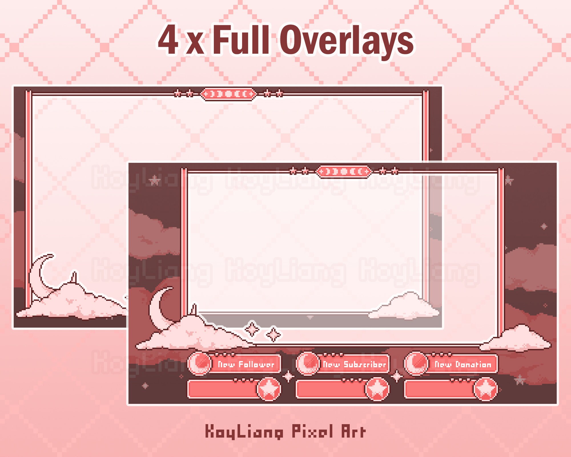 Pink Celestial Twitch Overlays: Pixel Art Stream Graphics - Etsy