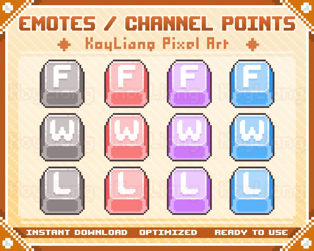 Twitch Emotes Package With Keyboard Buttons Design - Pixel Channel ...