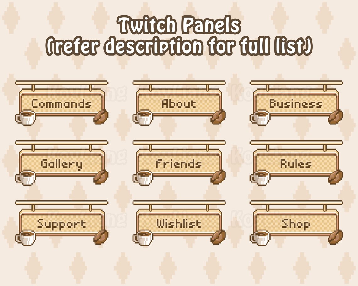 Cozy Cafe Twitch Panels: Retro Pixel Art Streamer Bundle - Etsy