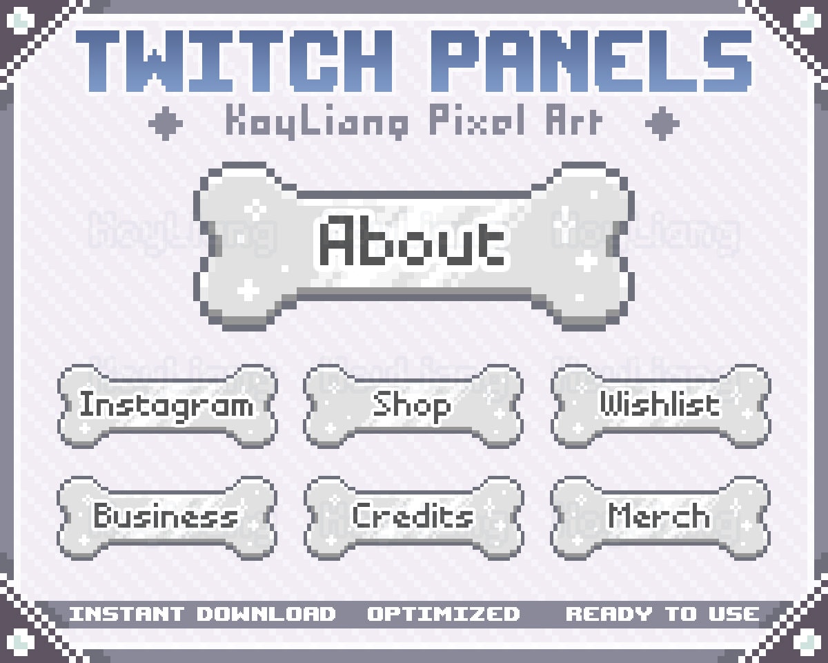 Cute Bone Panels for Twitch Channel Set Up, Dog Tag Title Bar in Pixel ...