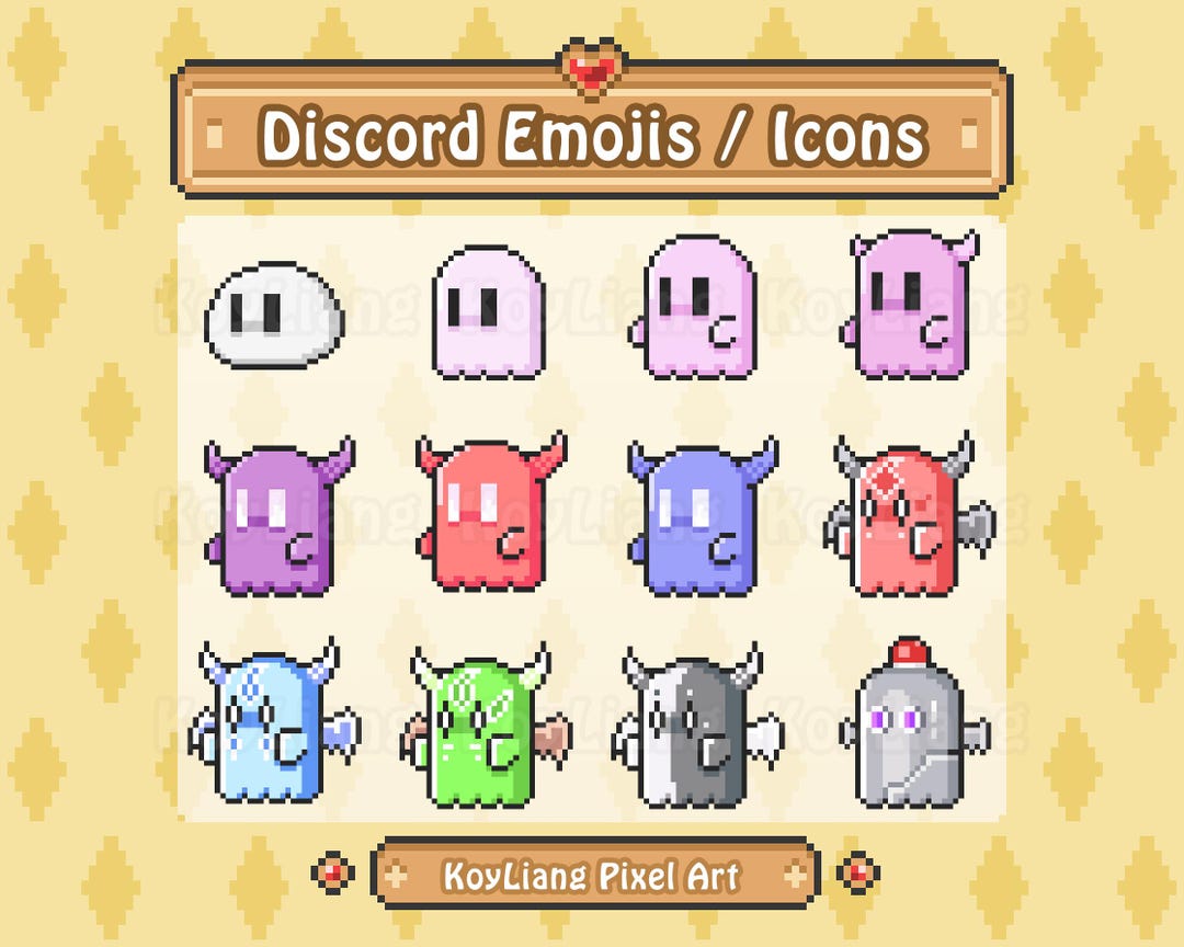 Cute Ghost Discord Role Icons | 8-bit Pixel Emojis and Emotes, Monster ...
