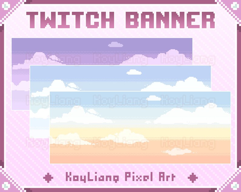Twitch Banner in Cute Pixel Style for Stream Channel Set Up - Etsy