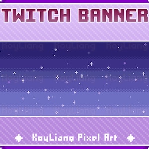 Cute Twitch Banner in 8bit Pixel Style for Channel Profile Page, Night ...