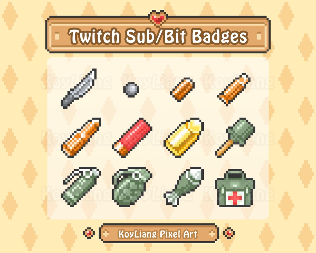 Military Twitch Sub Badges - Weapon Bit Badges, Bullet and Grenade ...