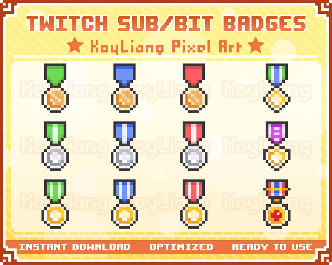 Twitch Bit Badges in 8bit Pixel Style Military Medals of - Etsy