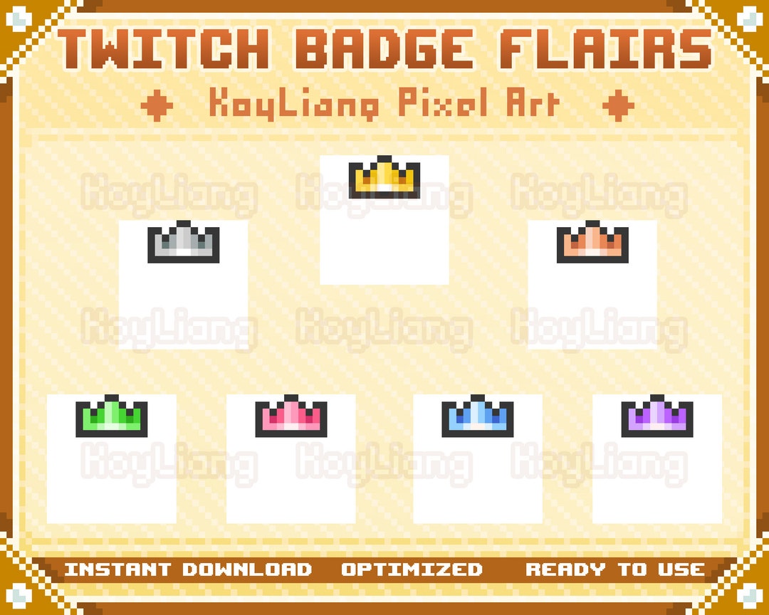 Twitch Badge Flair Package - Colorful Crown, Pixel Hats, Subscriber ...