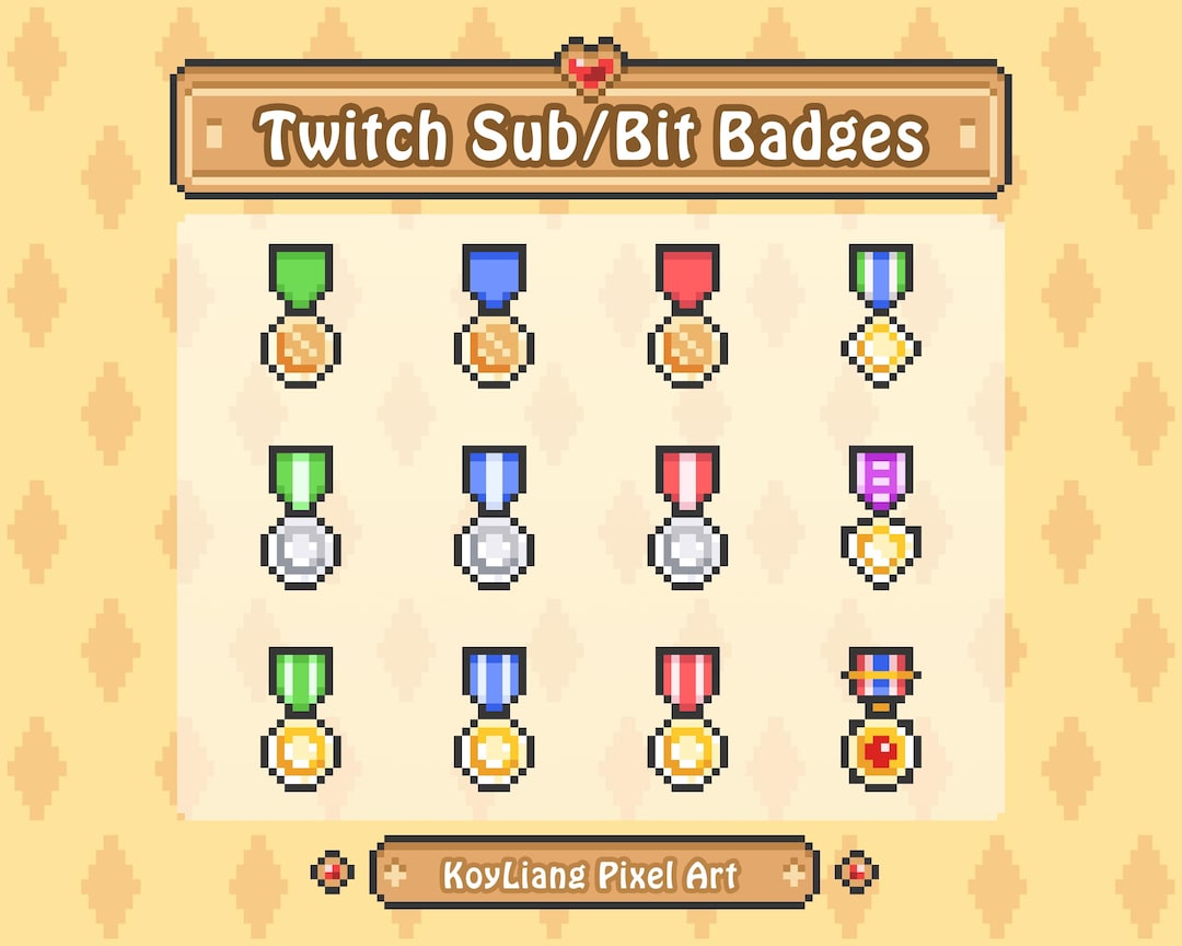 Twitch Bit Badges in 8bit Pixel Style, Military Medals of Honor, Solder ...