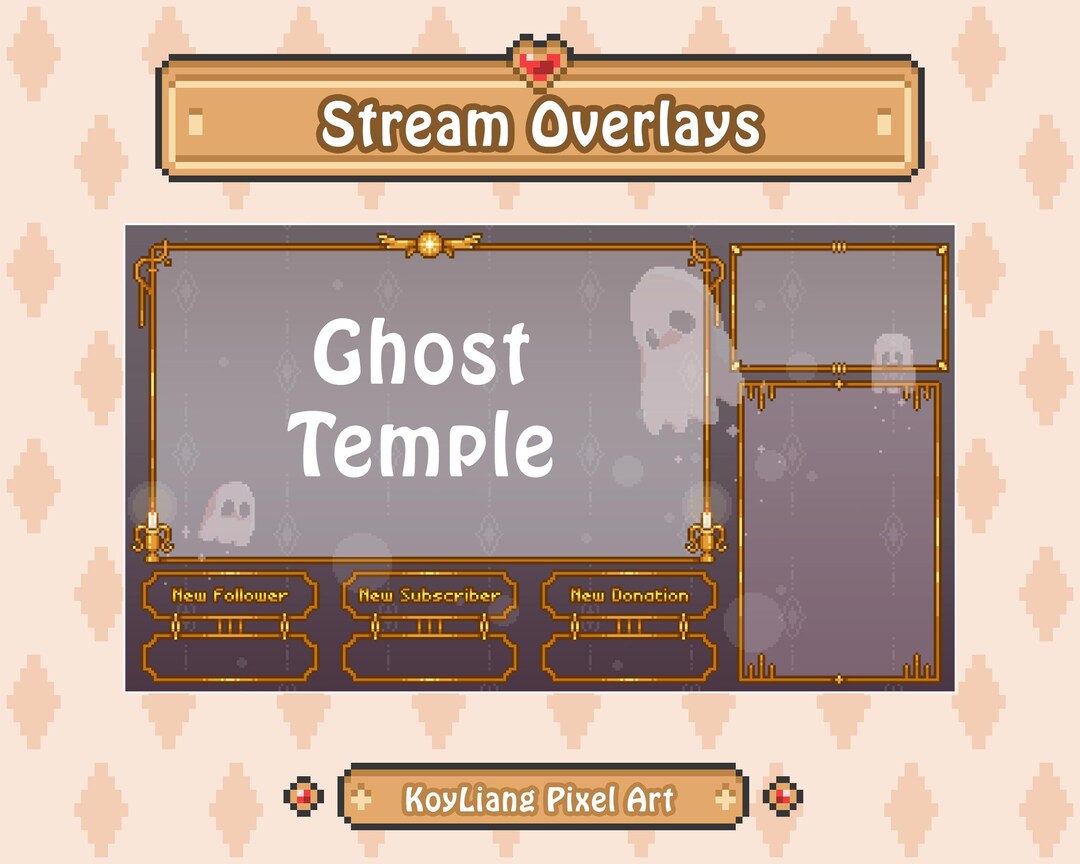Haunted Stream Overlays for Twitch, Spooky Theme, Pixel Ghost, Webcam ...