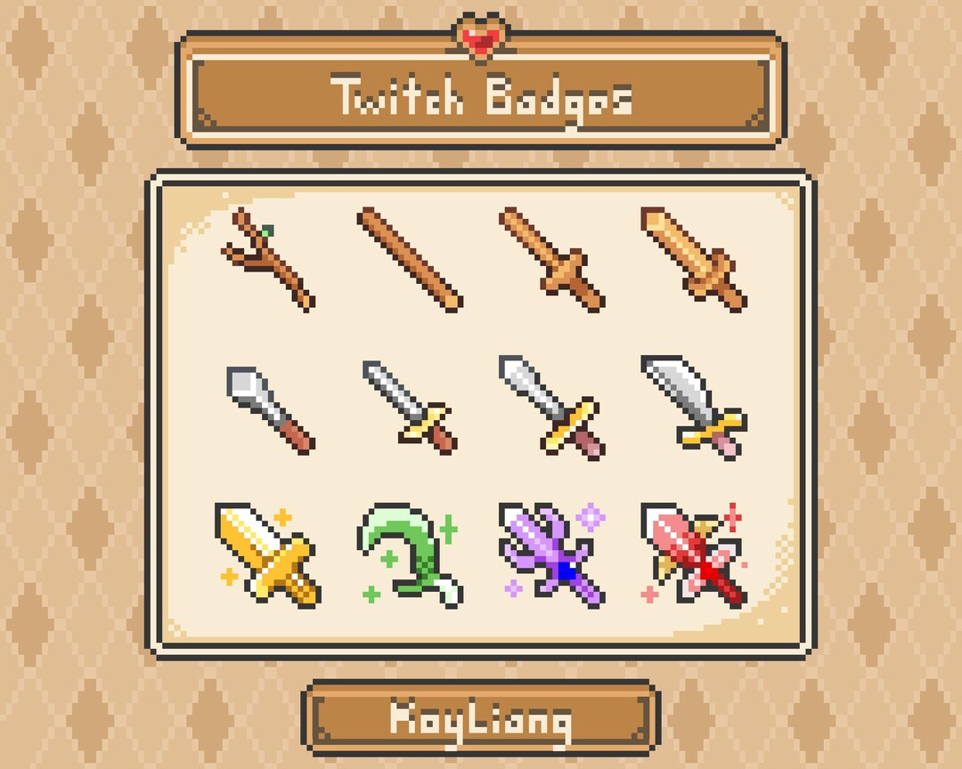 Pixel Sword Twitch Sub Badges: 8-bit Retro Gaming Rewards - Etsy