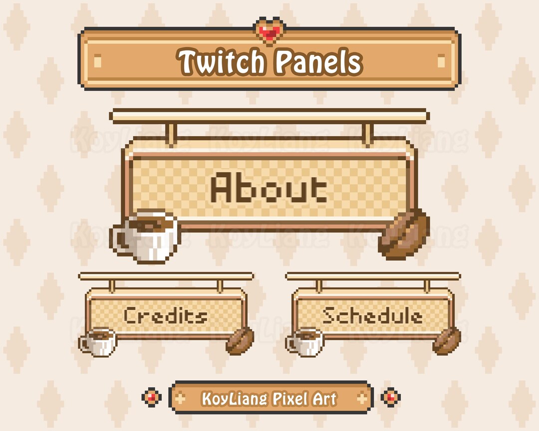 Cozy Cafe Twitch Panels: Retro Pixel Art Streamer Bundle - Etsy