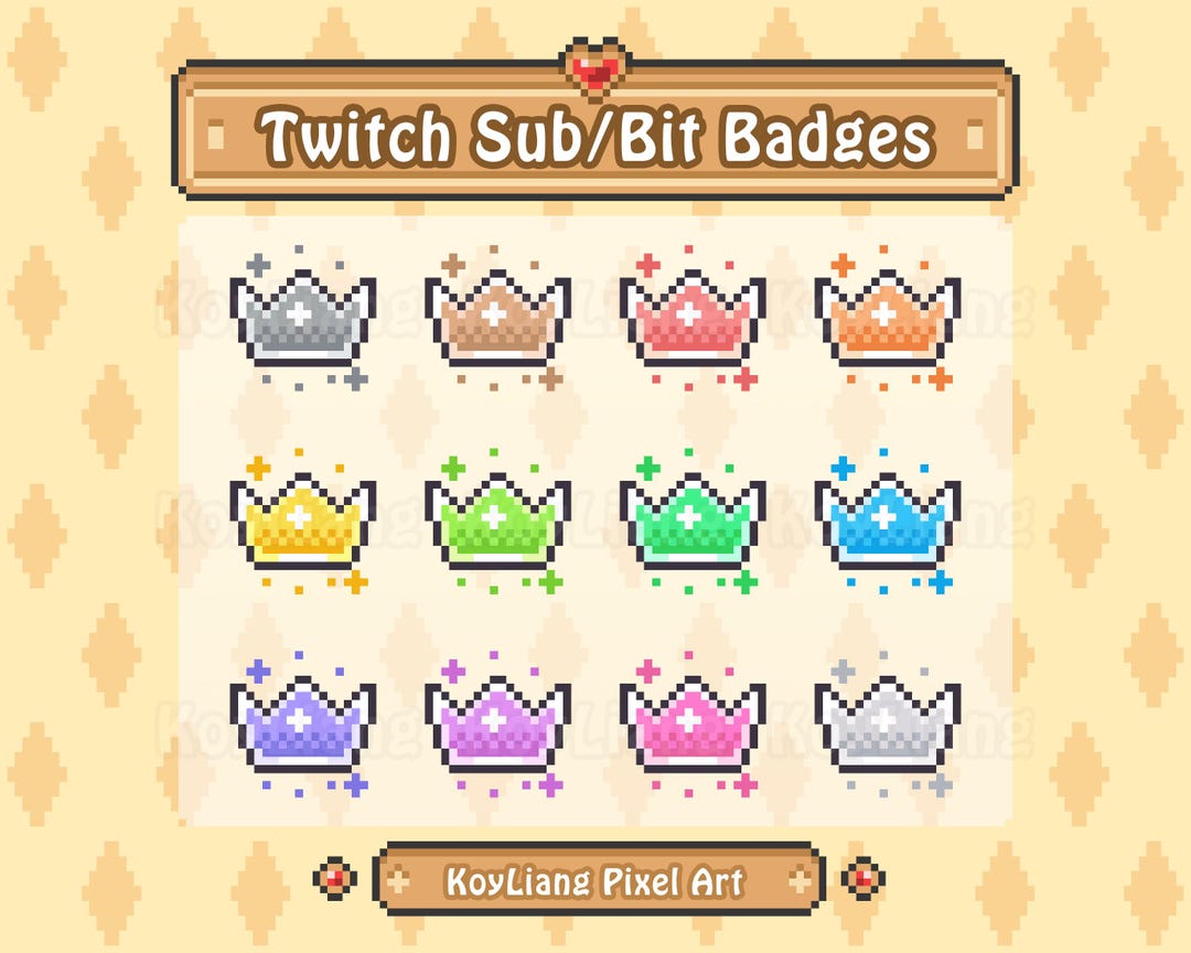 Cute Crown Sub Badges for Twitch Streamers, Kick Subscriber Badge ...