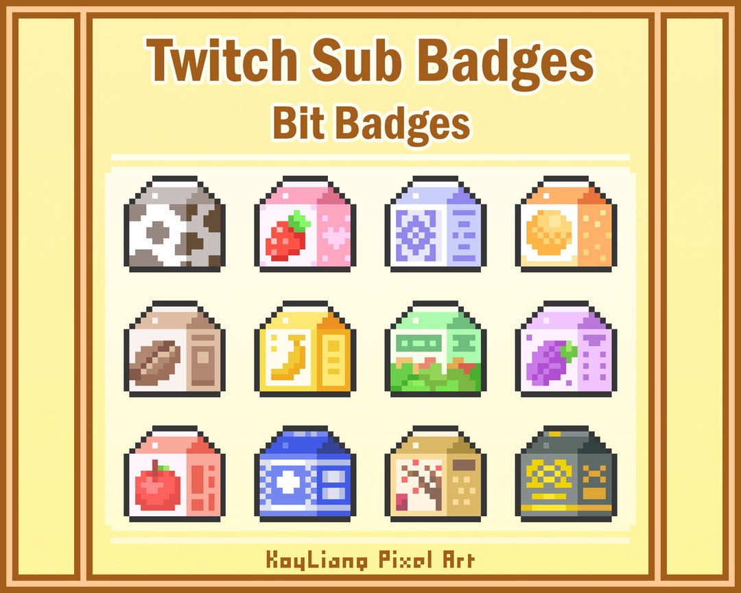Drinks Sub Badges in Cute Pixel Art Style, Subscriber Tier Rewards ...