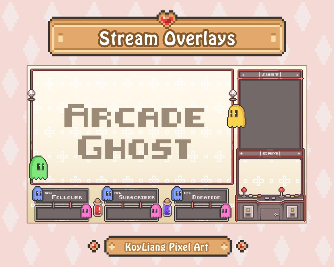 Arcade Ghost Twitch Stream Overlays: Pixel Game Design (digital ...