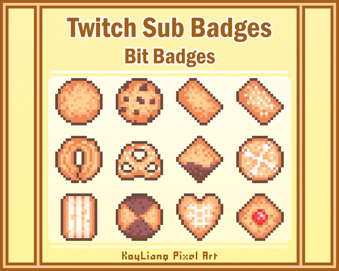 Cute Pixel Sub Badges or Bits Tier Badges for Twitch Streaming, Butter ...